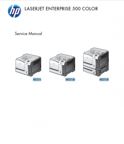 HP LaserJet Enterprise 500 Color M551 Series Service Manual.