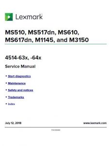 LEXMARK MS510, MS517dn, MS610, MS617dn, M1145, and M3150.