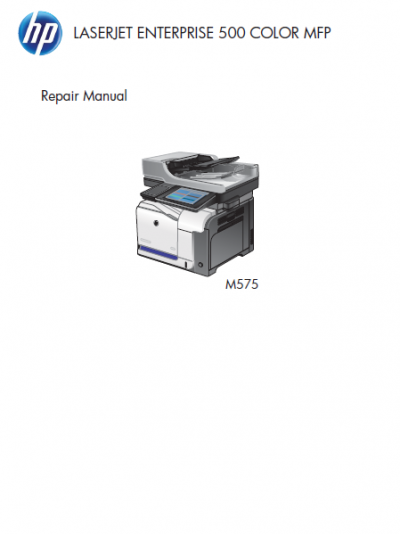 HP LaserJet Enterprise 500 color MFP M575 Troubleshooting Manual and ...