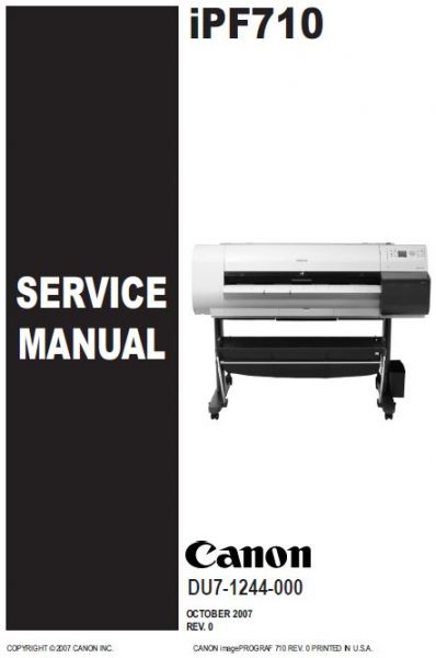 Canon iPF720, iPF710, iPF700 Service Manual and Parts Catalog - Clear ...